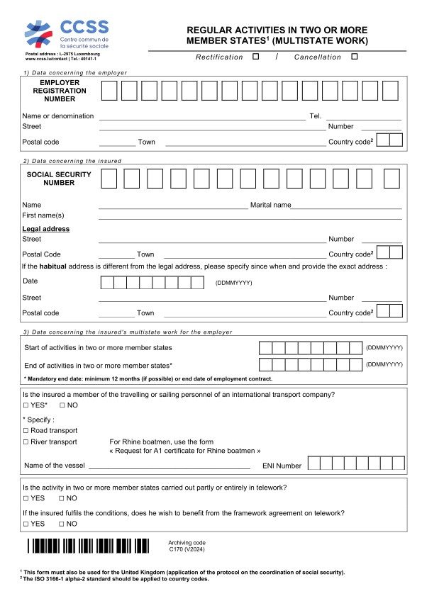 Request for regular activities in two or more Member States (multistate ...